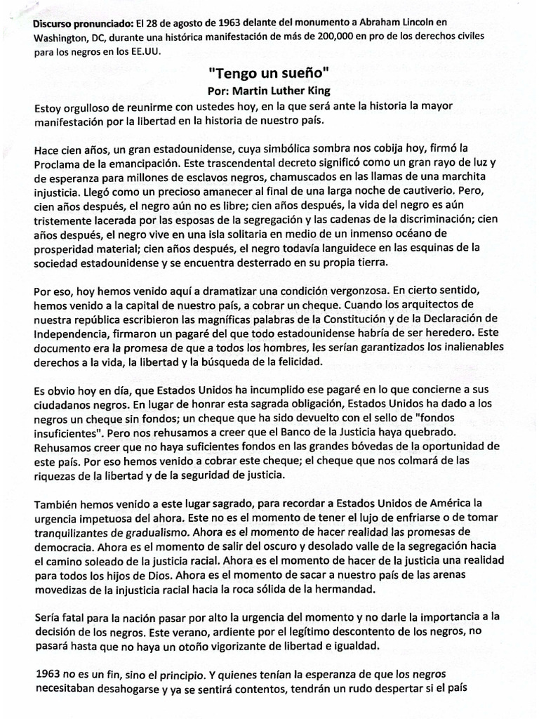 DISCURSO Martin Luther King | PDF