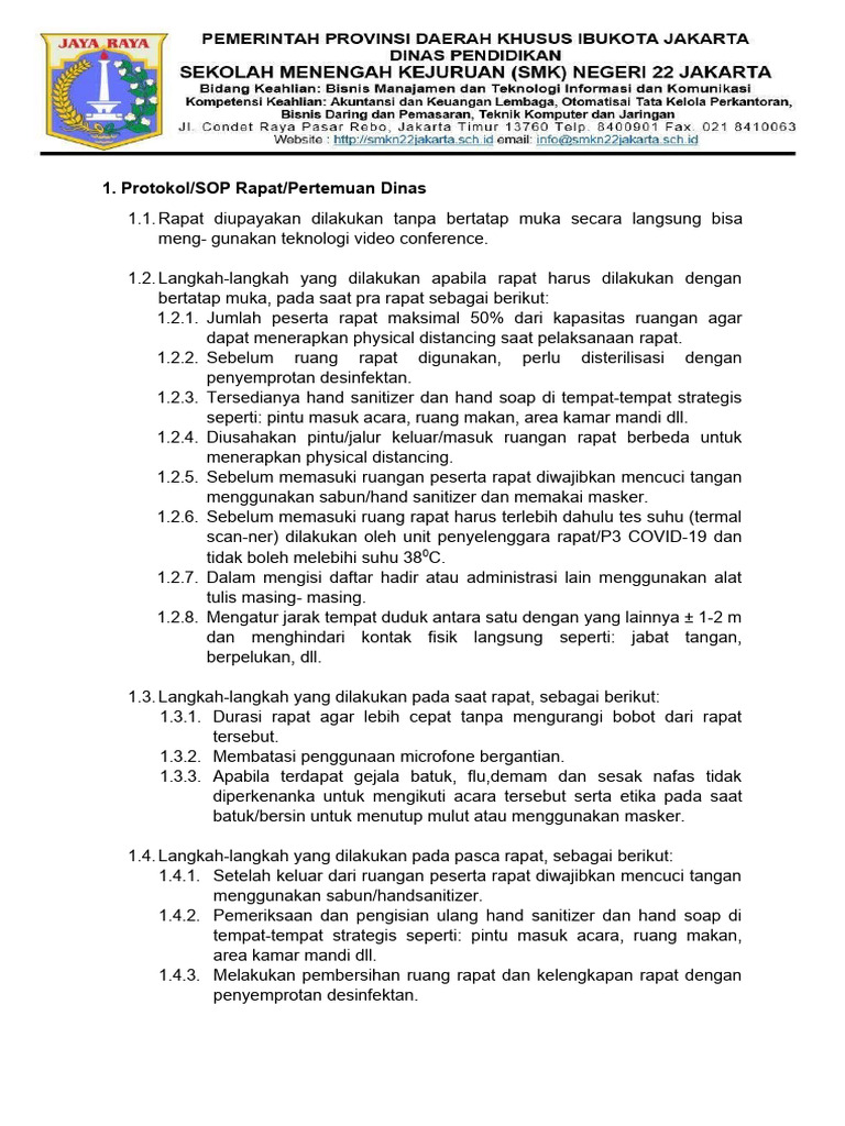 01 Protokol - SOP Rapat-Pertemuan Dinas | PDF