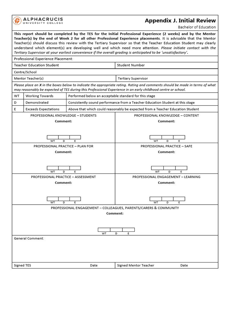 Appendix J. Initial Review | PDF | Teachers | Mentorship