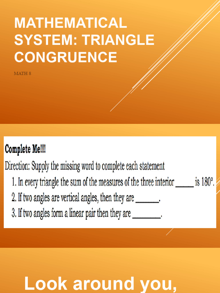 Mathematical System-Triangle Congruence | PDF