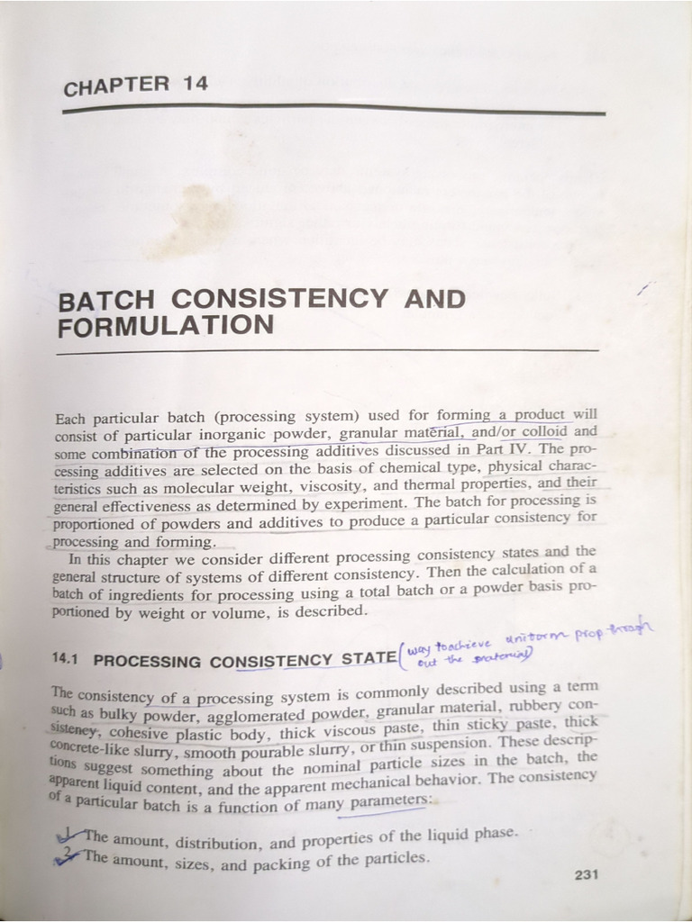 Batch consistency and formulation | PDF