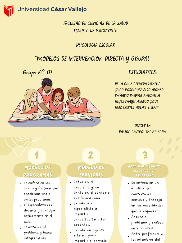"Modelos de Intervencion Directa Y Grupal" Grupo N ° 07: Facultad de ...