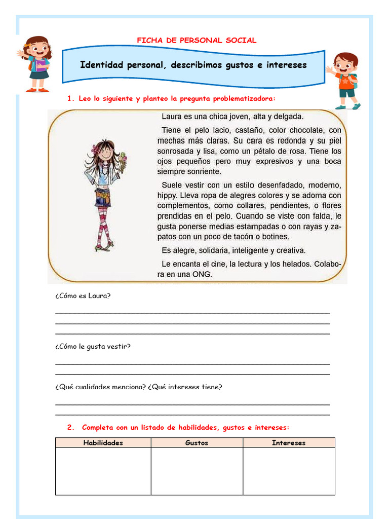 Ficha de Gustos e Intereses Personales | PDF