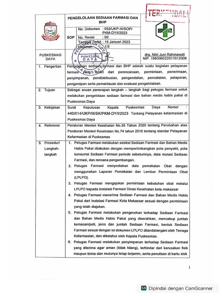 Sop Sediaan Farmasi Pdf