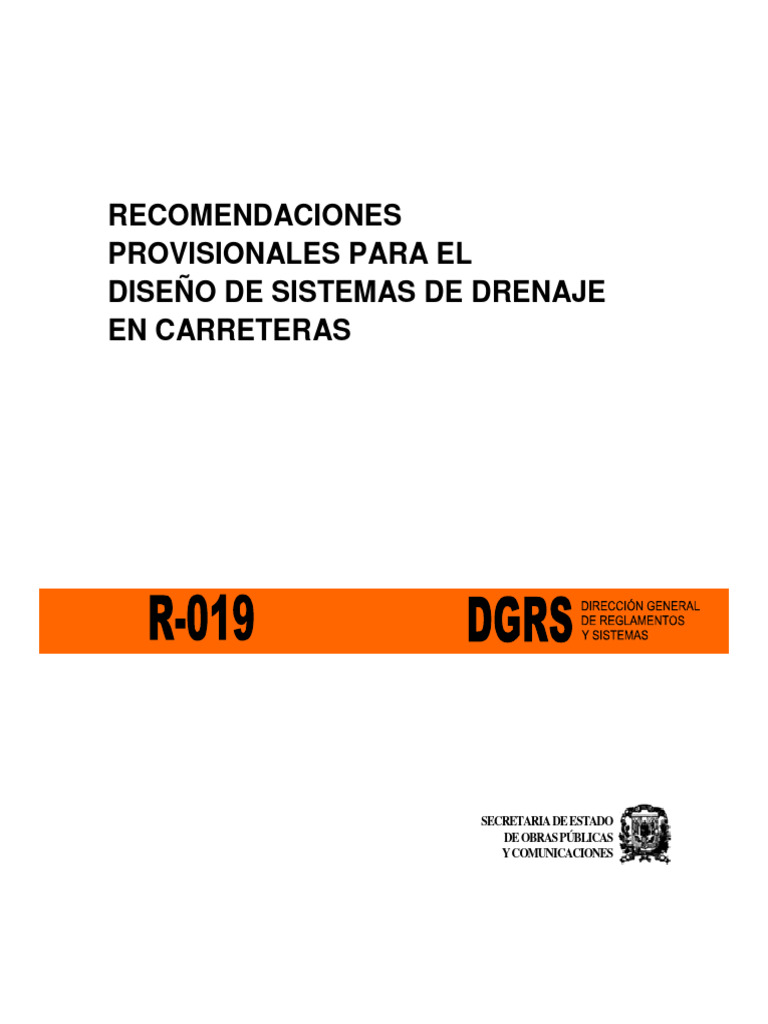 R-019 DISENO DRENAJE CARRETERAS | PDF | La carretera | Precipitación