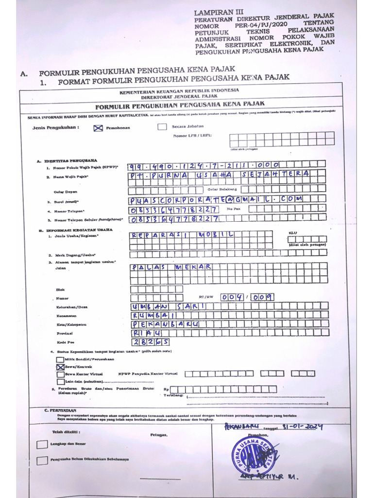 Permohonan Pengukuhan PKP | PDF