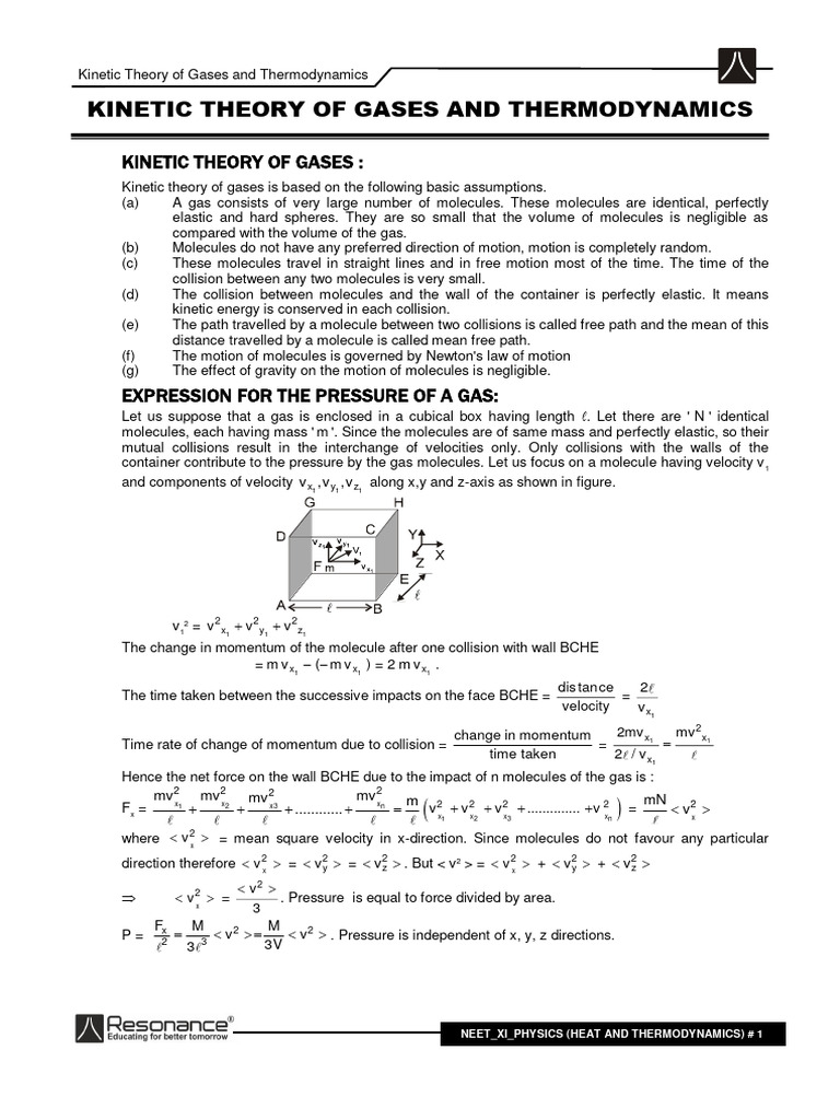 Theory KTG & Thermodynamics | PDF | Gases | Heat Capacity