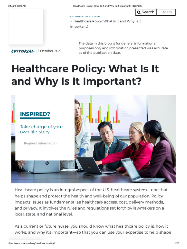 Healthcare Policy - What Is It and Why Is It Important - USAHS | PDF ... Healthcare Policy - What Is It and Why Is It Important - USAHS | PDF ...