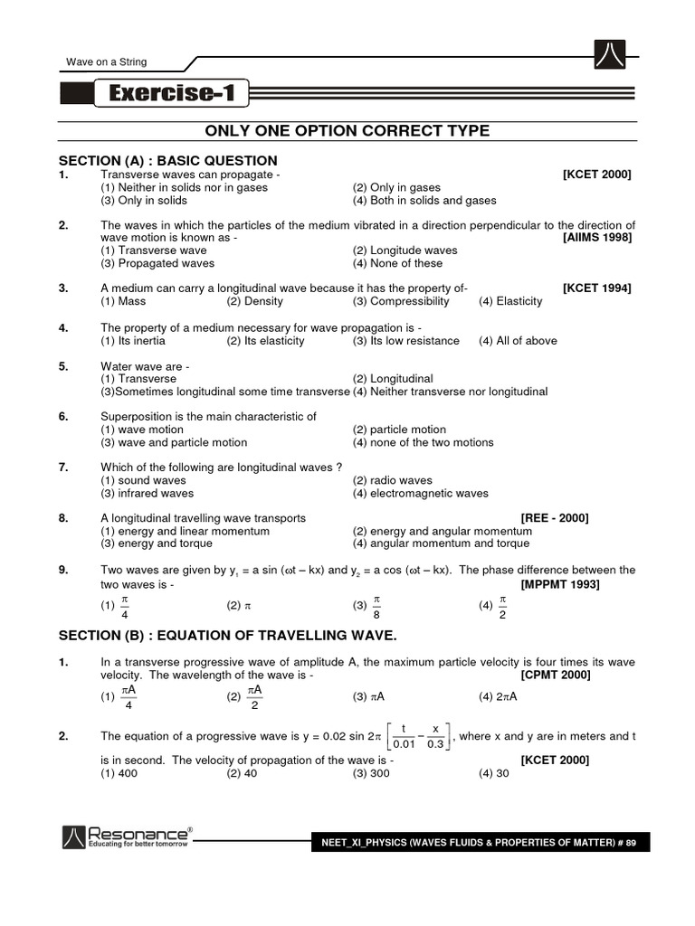 String Waves Exercises 1 To 3 | PDF | Waves | Wavelength
