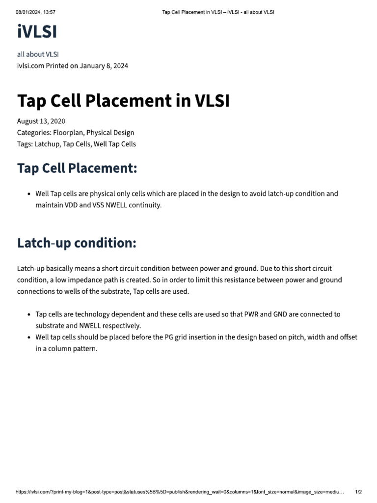 13tap Cell Placement In Vlsi Pdf