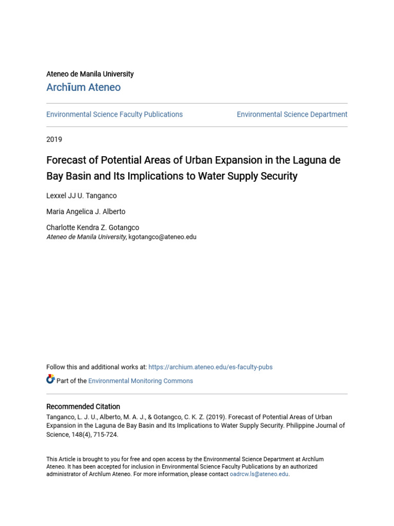 Urban Expansion in Laguna de Bay Basin | PDF | Water | Hydrology