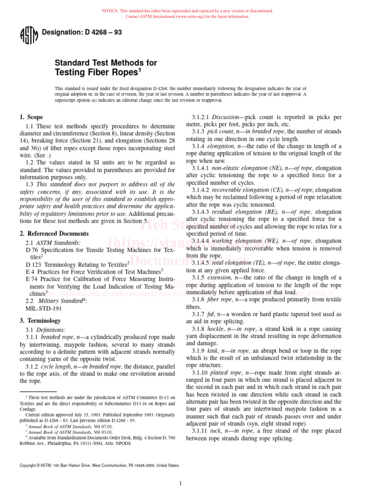 ASTM-D4268-93 Tension de Referencia | PDF | Rope | Measurement