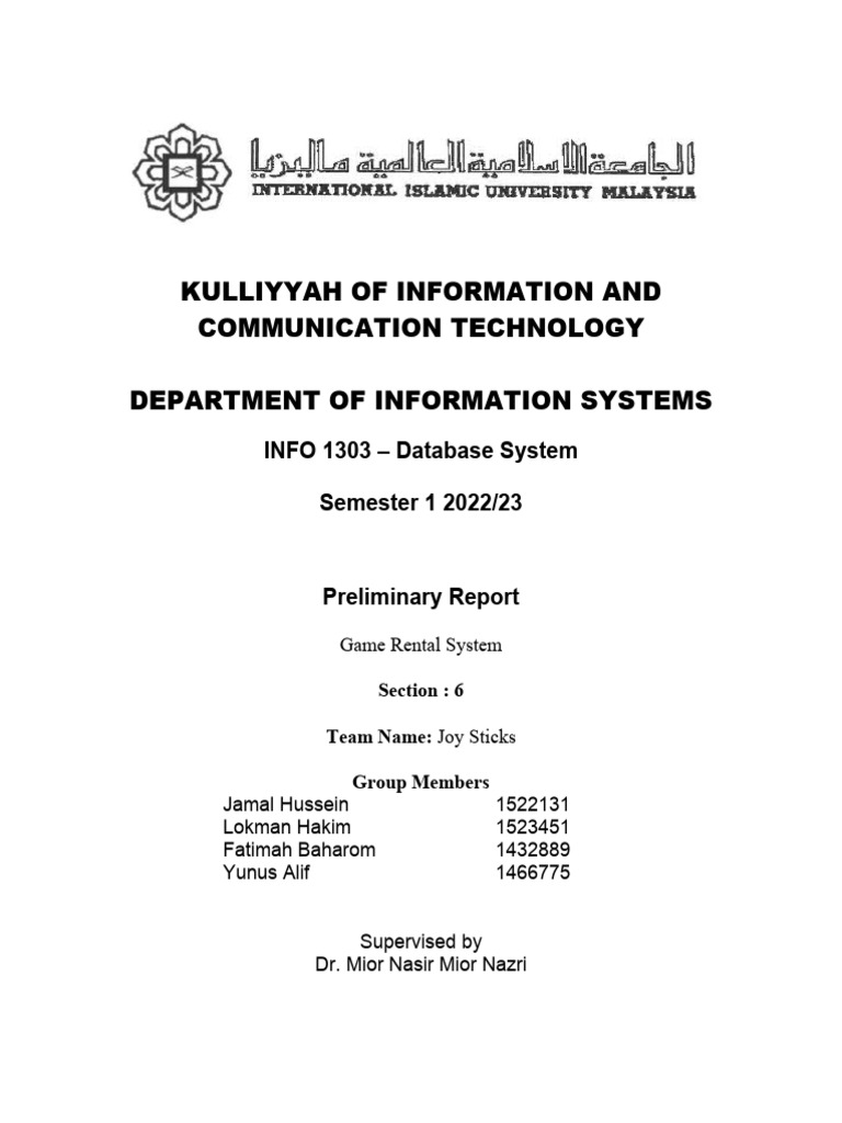 Sect 6 - Preliminary Rpt - Team Name | PDF | Databases | Business