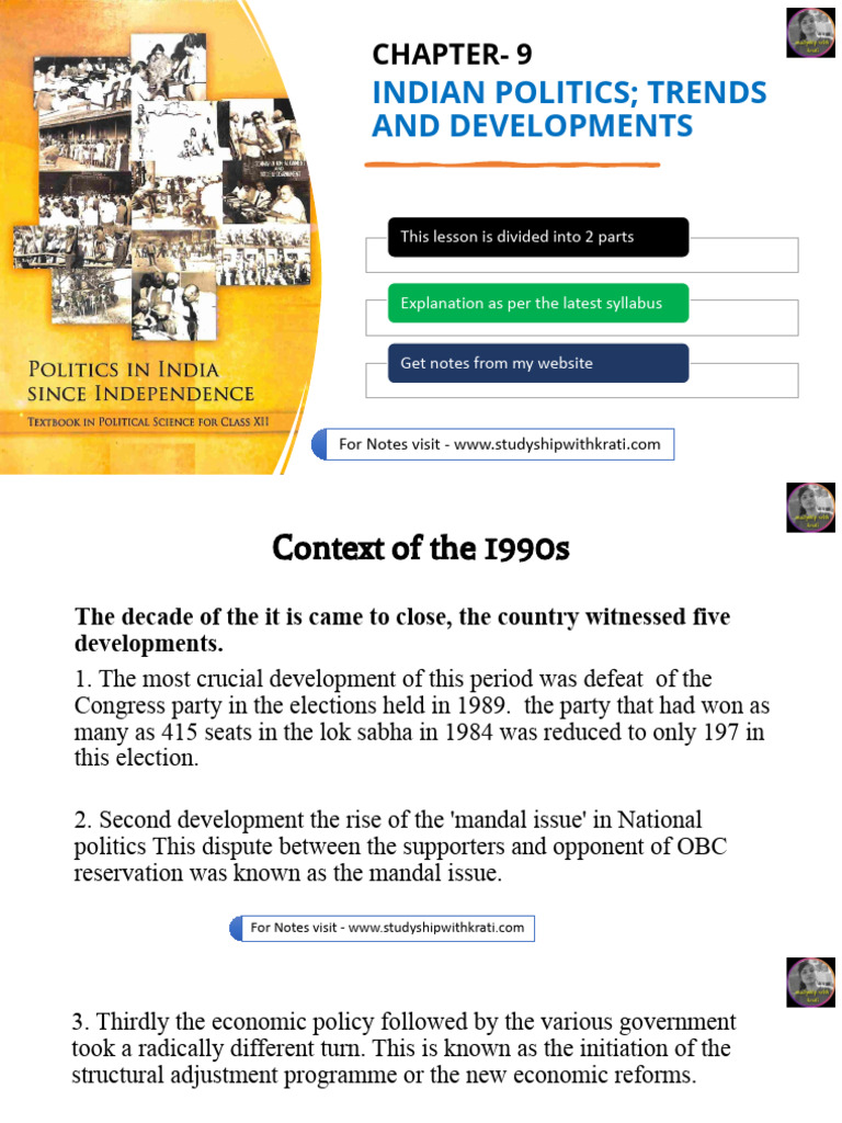 SWK Indian Politics Trends and Developments Notes | PDF | Bharatiya ...