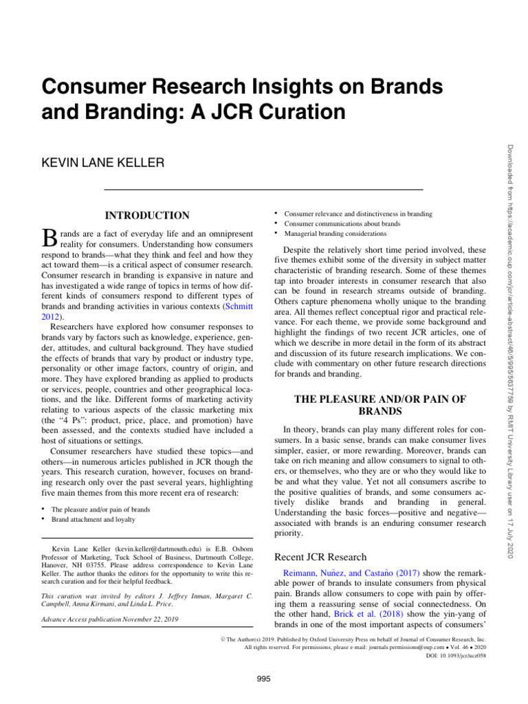 Consumer Research Insights On Brands and Branding - A JCR Curation ...