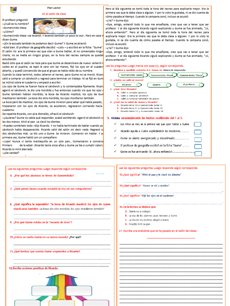 Plan Lector En El Salón De Clase Pdf