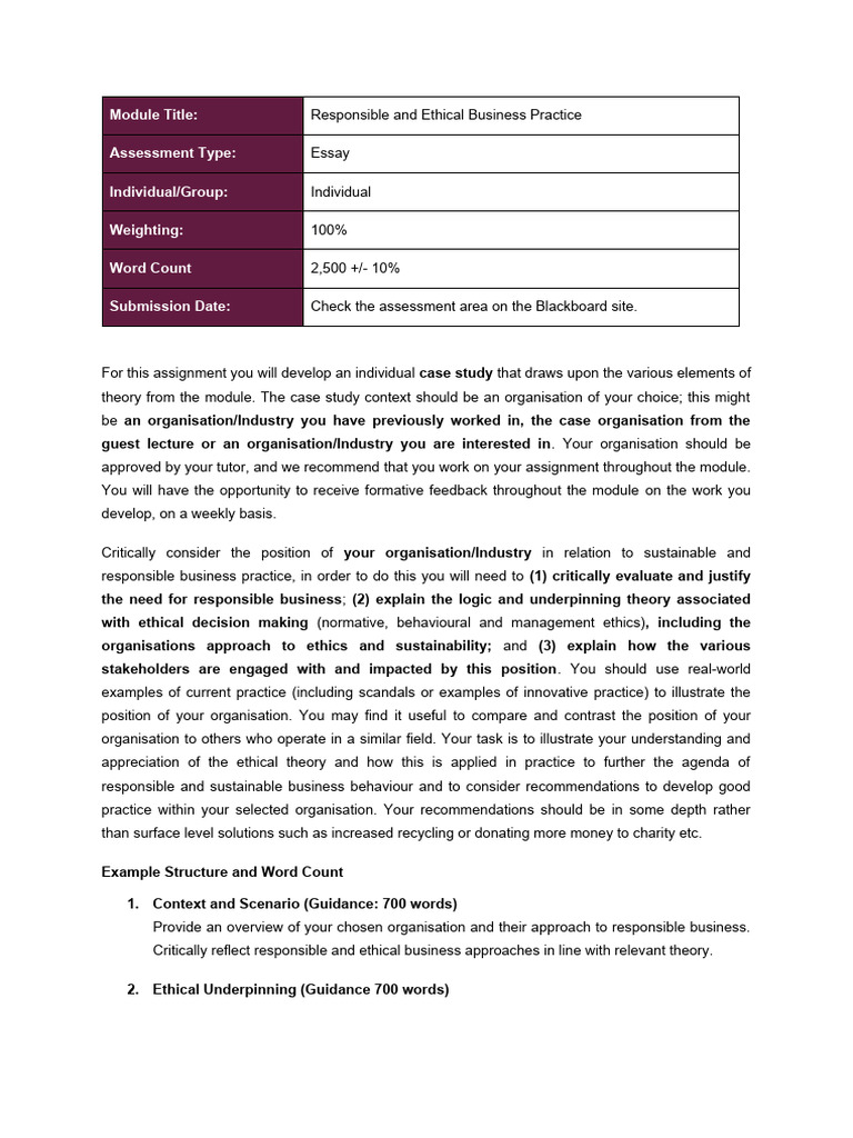 Assessment Task Brief | PDF | Sustainability | Business Ethics