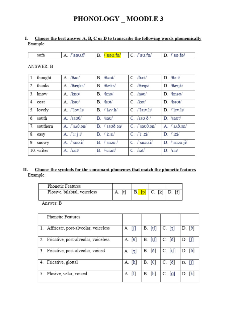Phonology - Moodle 3 | PDF | Phoneme | Human Voice