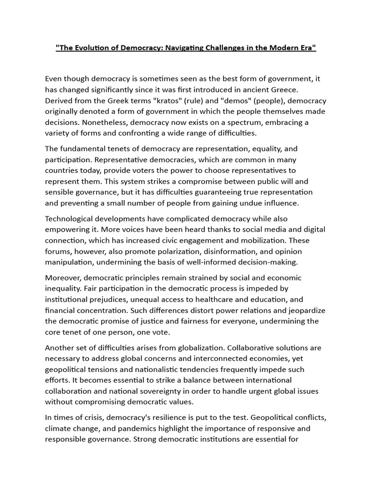 The Evolution of Democracy | PDF | Democracy | Political Ideologies