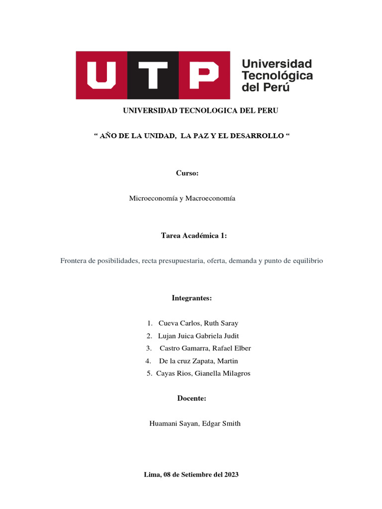 Tarea Academica 1 Macro y Micro | PDF | Oferta (economía) | Business