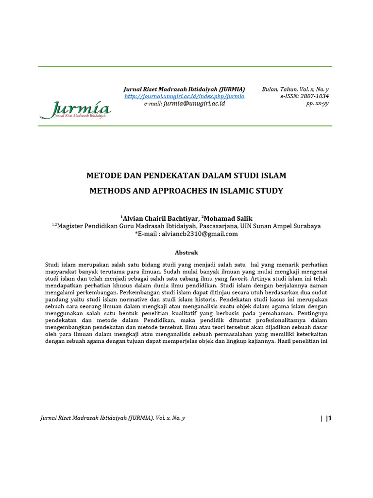 Metode Dan Pendekatan Dalam Studi Islam | PDF | Ilmu Sosial | Sains & Matematika