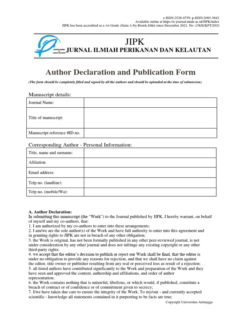 Author(s) Declaration Form (latest) | PDF | Copyright | Monopoly ...