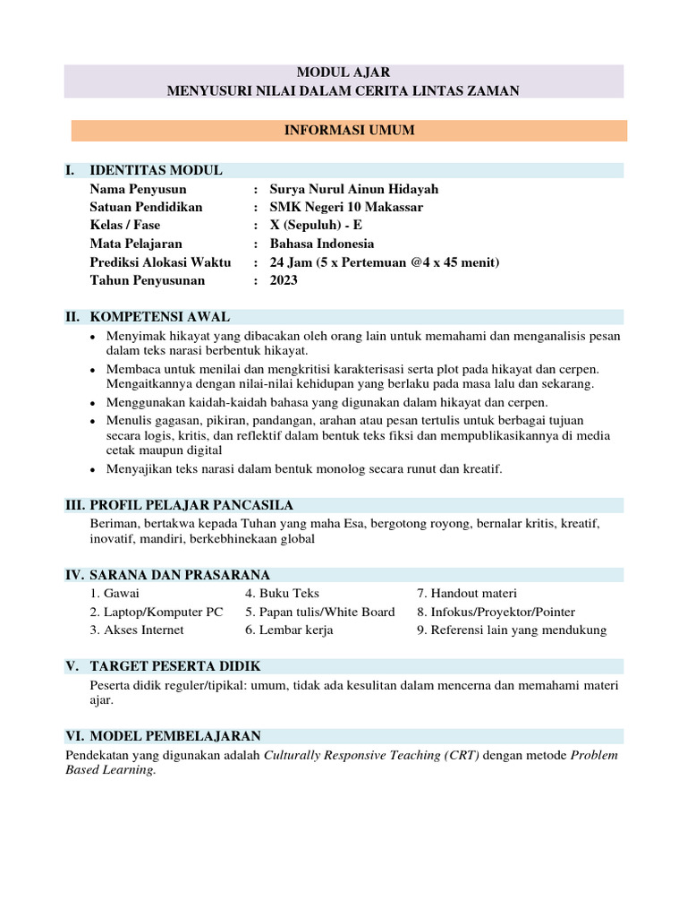Modul Ajar Pendekatan CRT | PDF