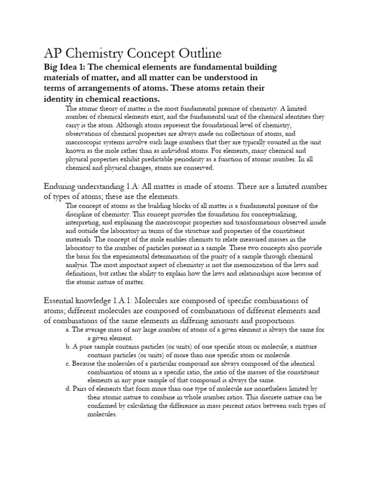 AP Chemistry Concept Outline | PDF | Chemical Bond | Chemical Polarity