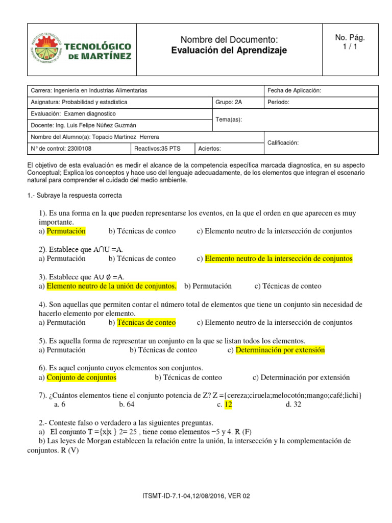 Evaluación Diagnostica-Prob y Est | PDF | Evaluación