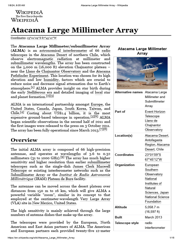 Atacama Large Millimeter Array Overview | PDF | Astronomy