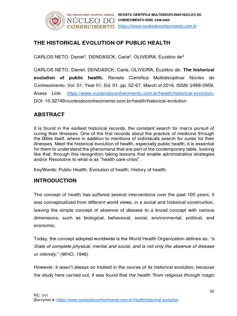 The Historical Evolution of Public Health | PDF | Public Health | Leprosy