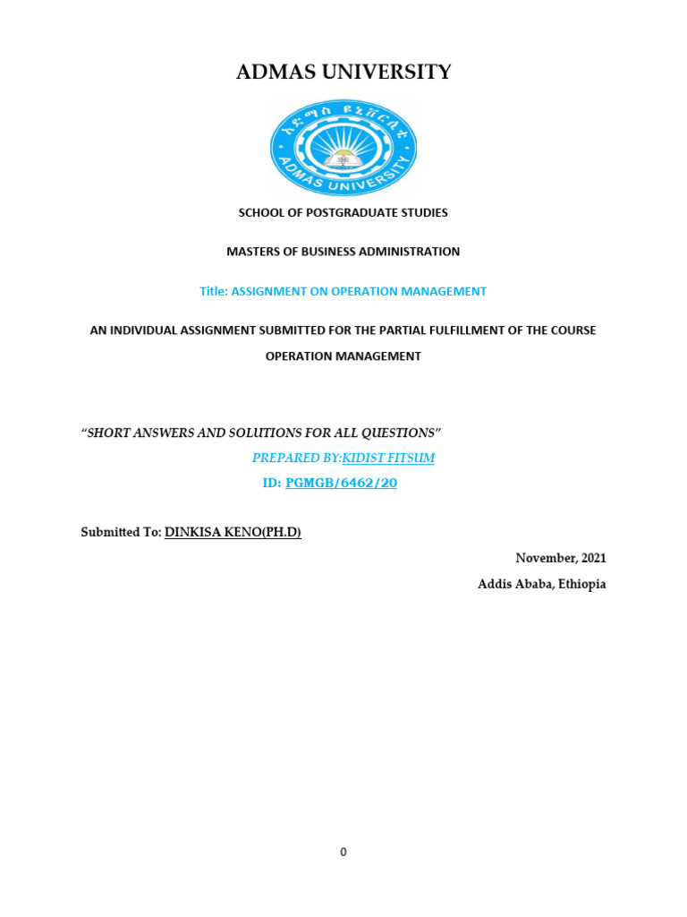 Operation Management Assignment Solutions | PDF | Six Sigma | Business