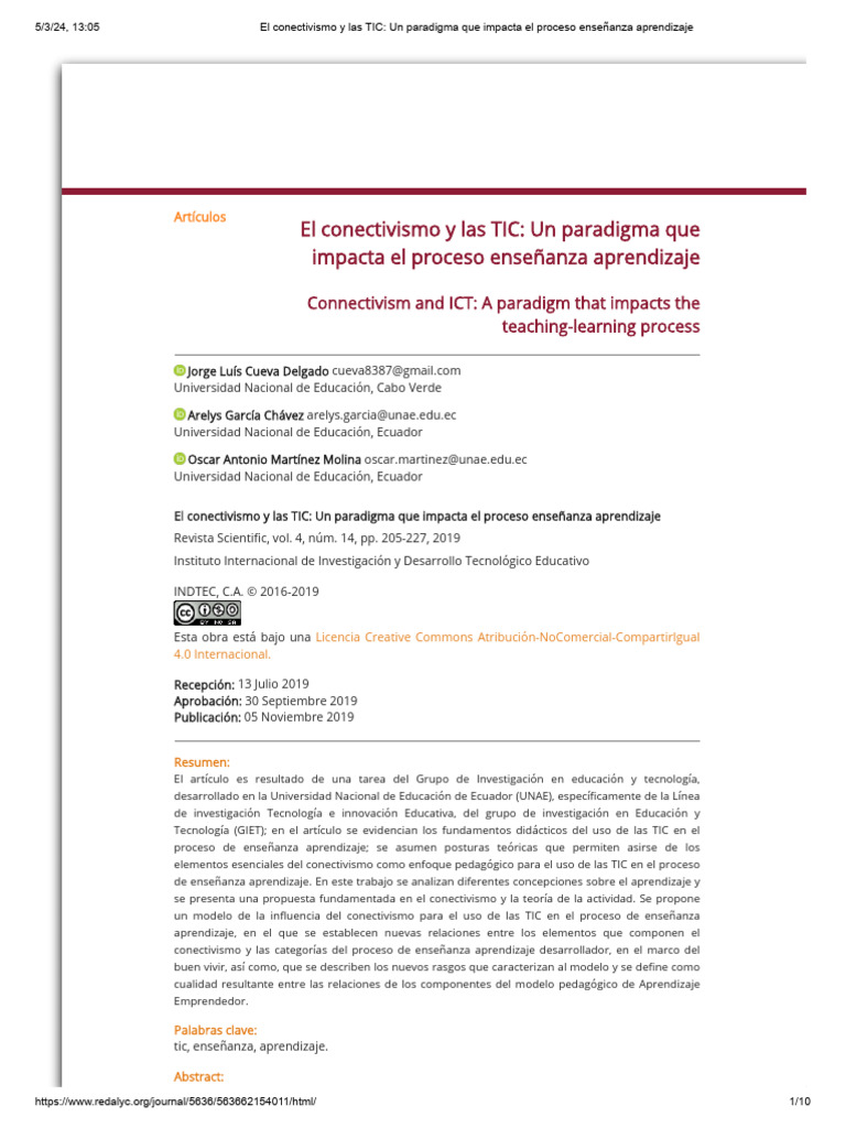 El Conectivismo y Las TIC - Un Paradigma Que Impacta El Proceso Enseñanza Aprendizaje | PDF ...