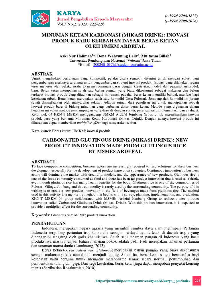Karya: Minuman Ketan Karbonasi (Mikasi Drink) : Inovasi Produk Baru ...