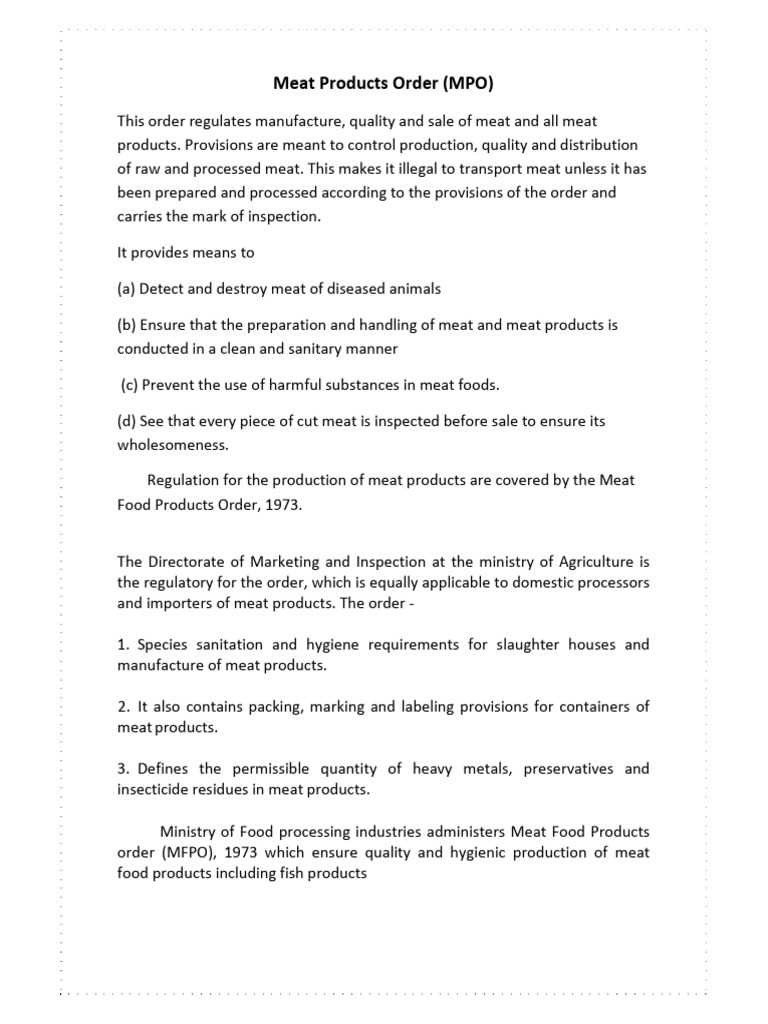 Meat Products Order | PDF | Meat | Animal Slaughter