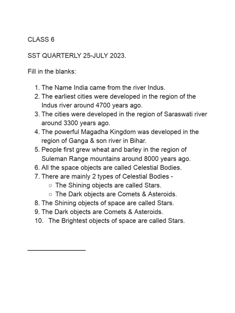 SST c-6 Quarterly Solution | PDF | Moon | Earth