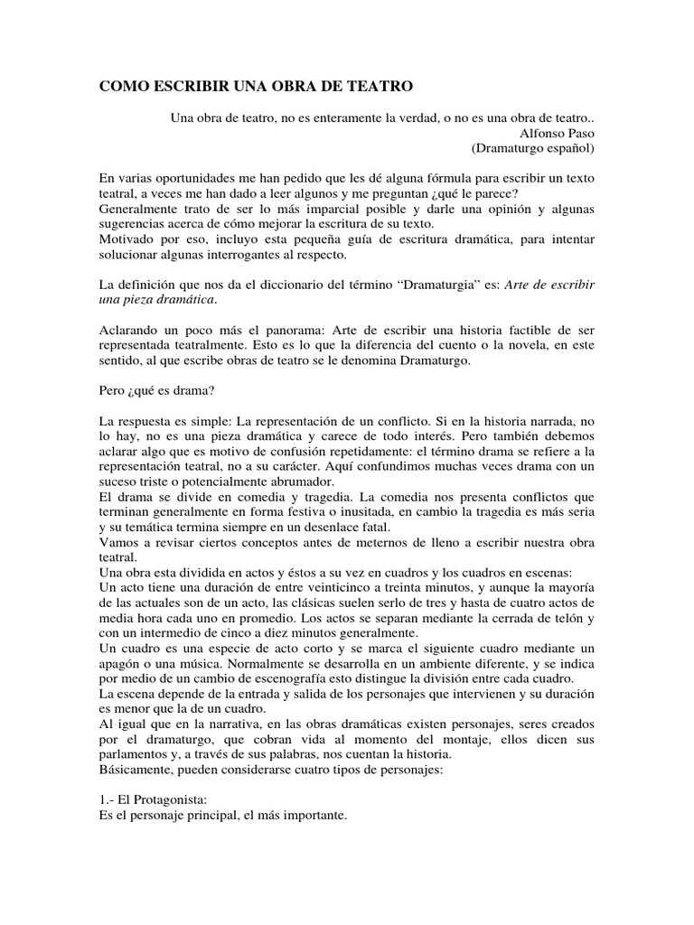 Como Escribir Una Obra de Teatro | PDF | Teatro | Autor