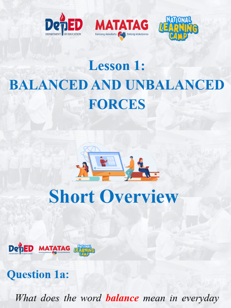 G8-Lesson 1-BALANCED AND UNBALANCED FORCES | PDF | Force | Physical ...