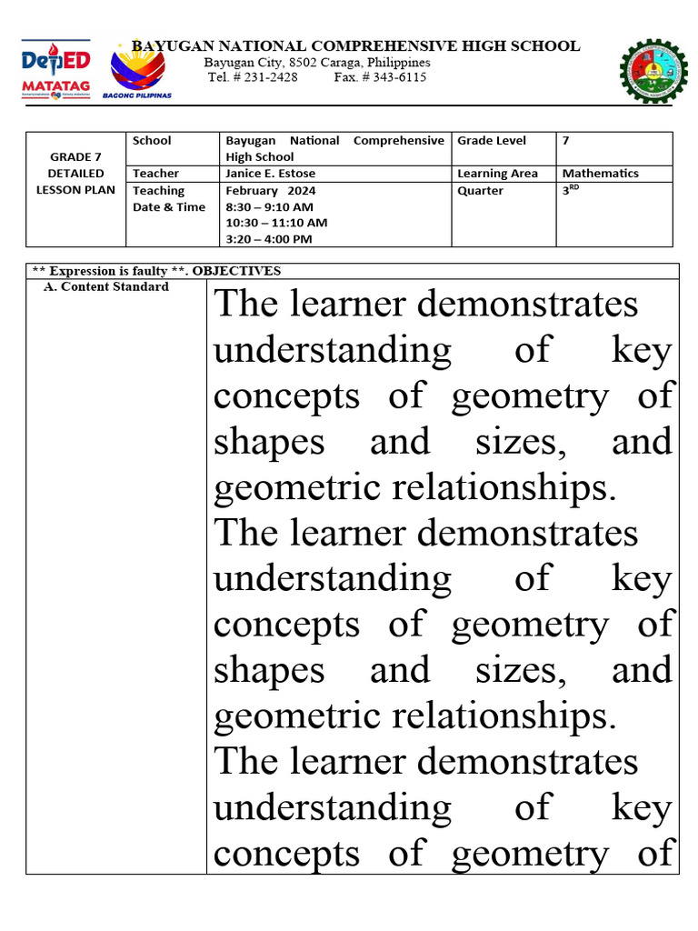 Congruent & Vertical Angles DLP | PDF | Angle | Geometry