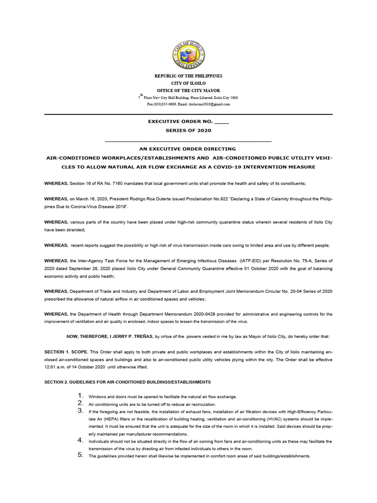 EO On Ventilation | PDF | Business | Finance & Money Management