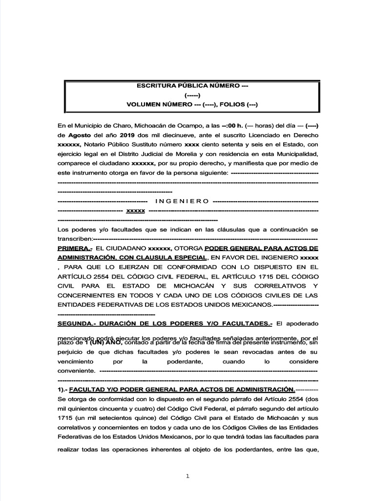 PDF Poder Actos de Administracion - Compress | PDF | Gobernancia | Gobierno