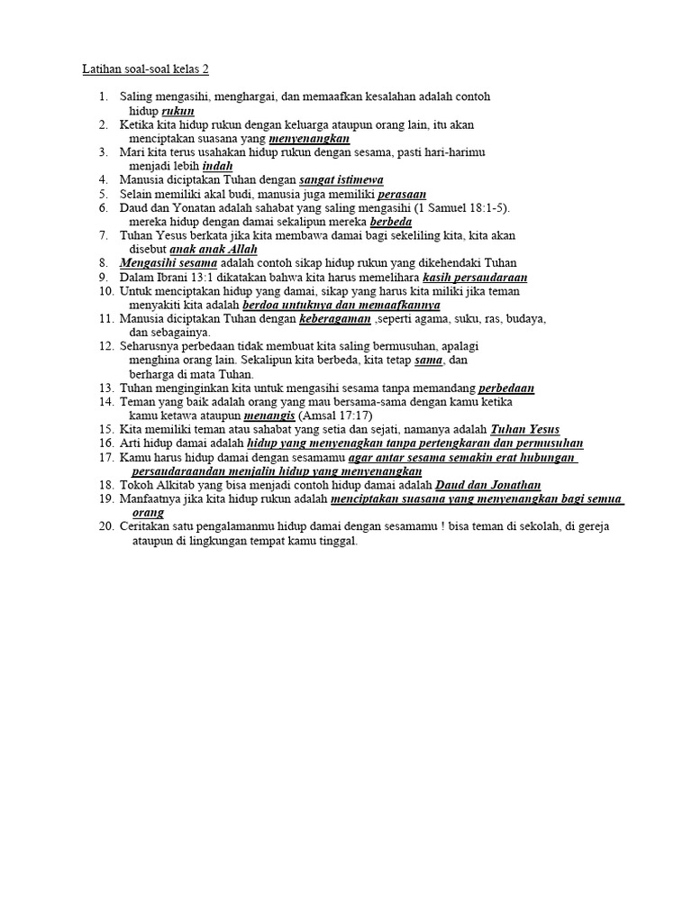 Latihan Soal-Soal Kls 2 | PDF