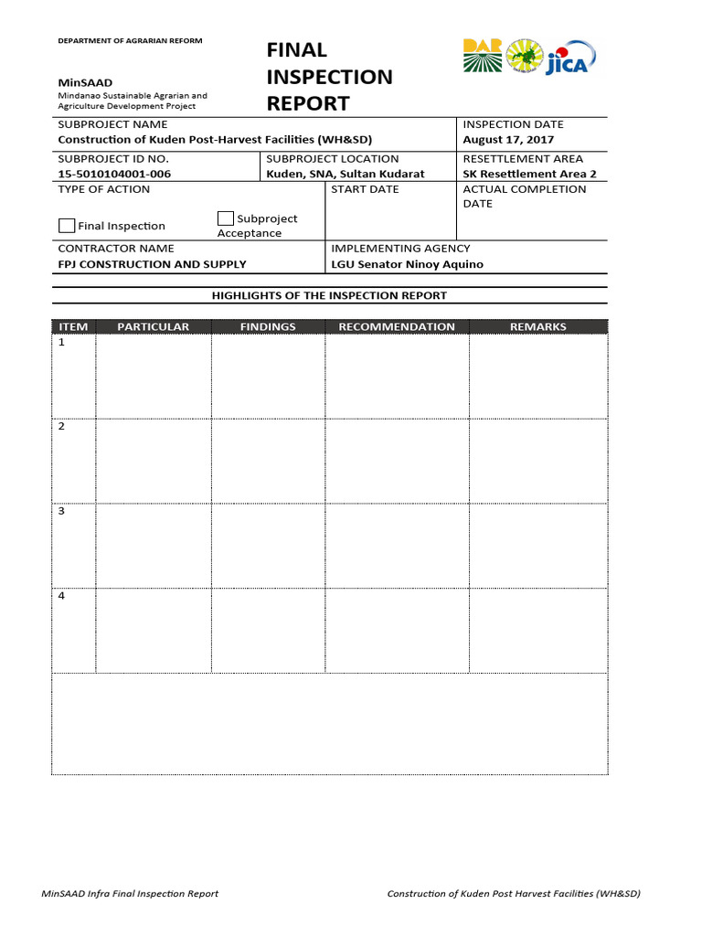 Final Inspection Report (Kuden) | PDF