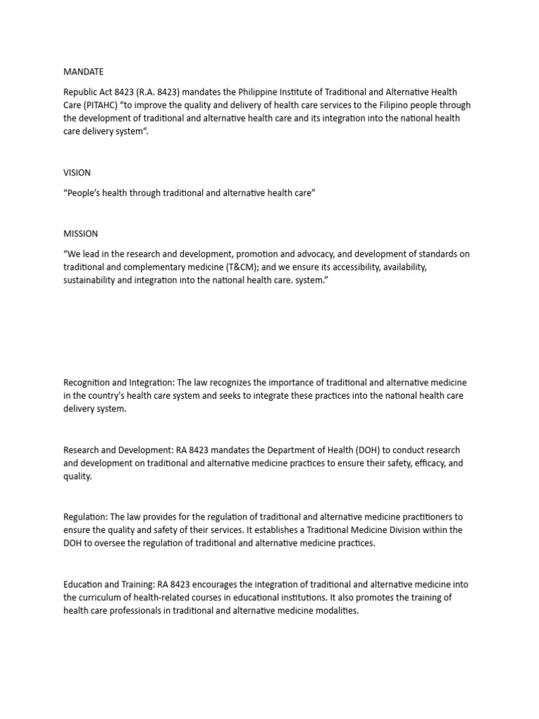 Republic Act 8423 | PDF | Alternative Medicine | Health Care