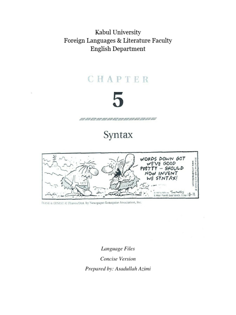 Syntax Short Note | Download Free PDF | Part Of Speech | Phrase