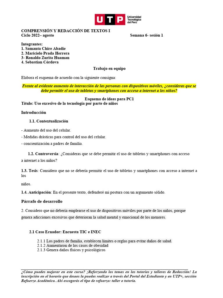 Esquema Borrador - PC1 | PDF