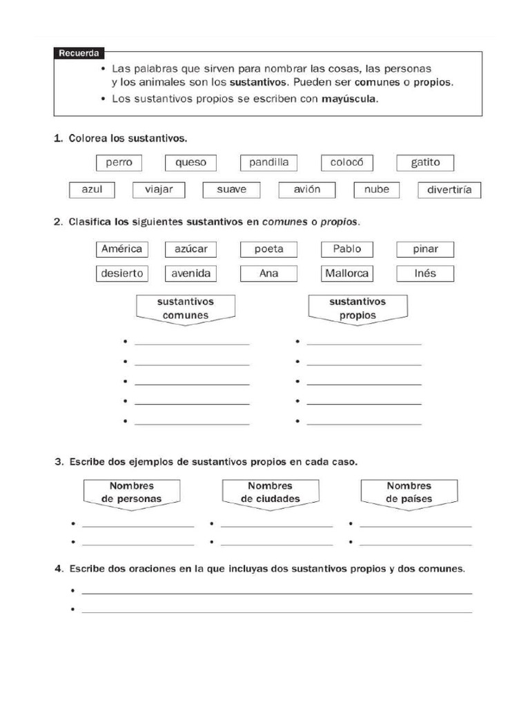 Identificación de Sustantivos en Textos | PDF
