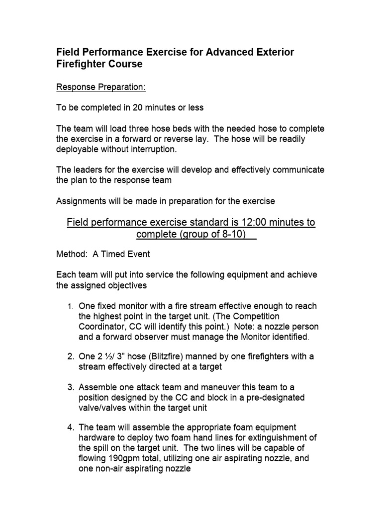 Advanced Firefighter Field Exercise Guide | PDF | Firefighter | Fires