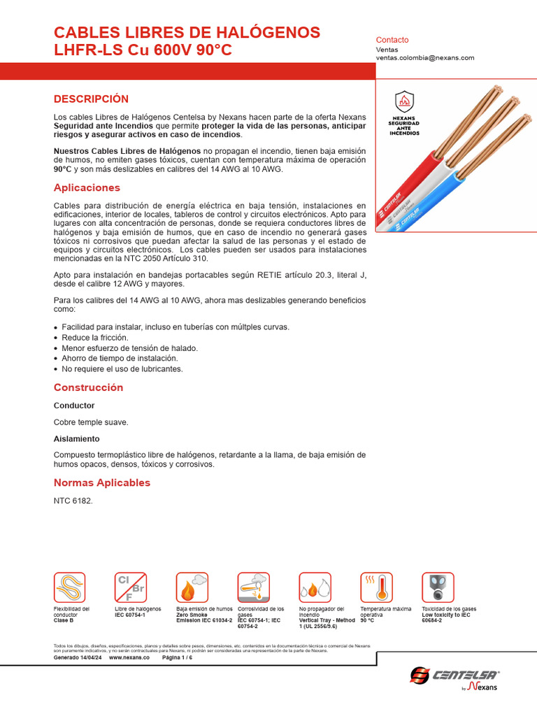 Nexans - CABLES LIBRES DE HAL GENOS LH... | PDF | Cobre | Conductor ...