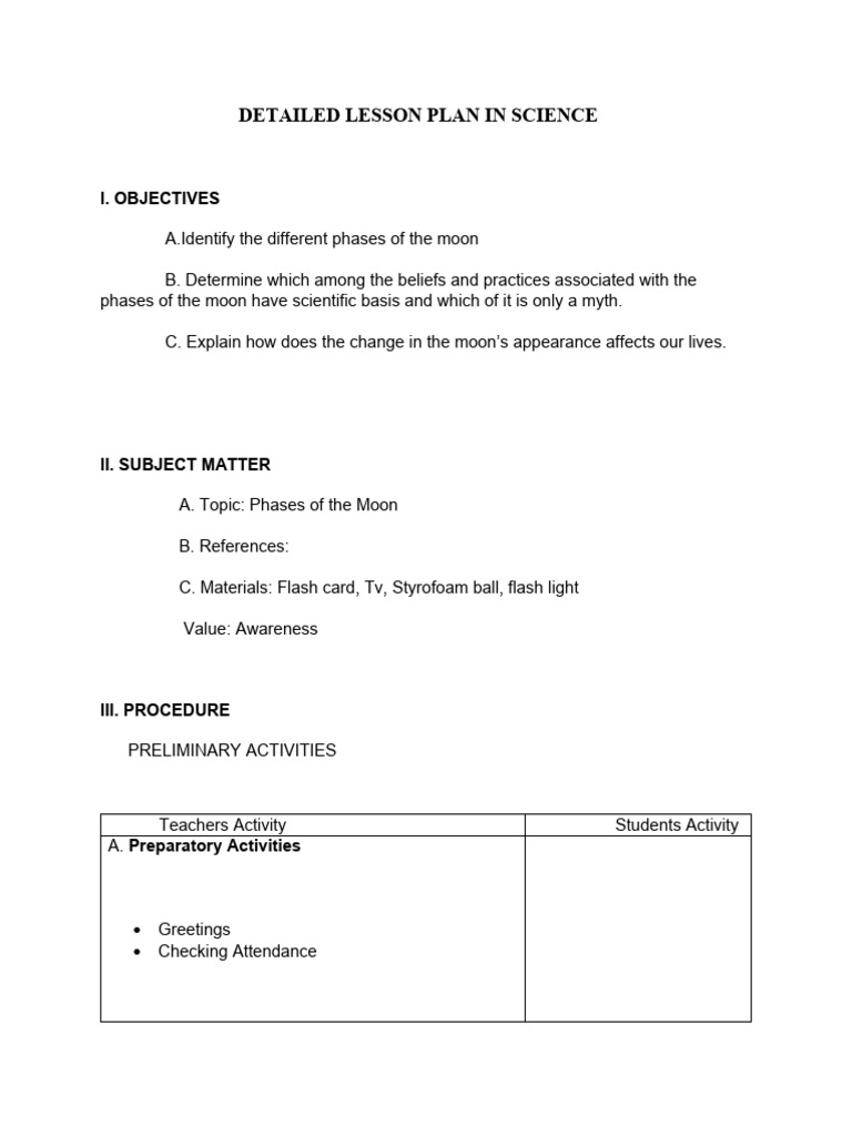 Phases of the Moon Lesson Plan | PDF | Moon | Planetary Science